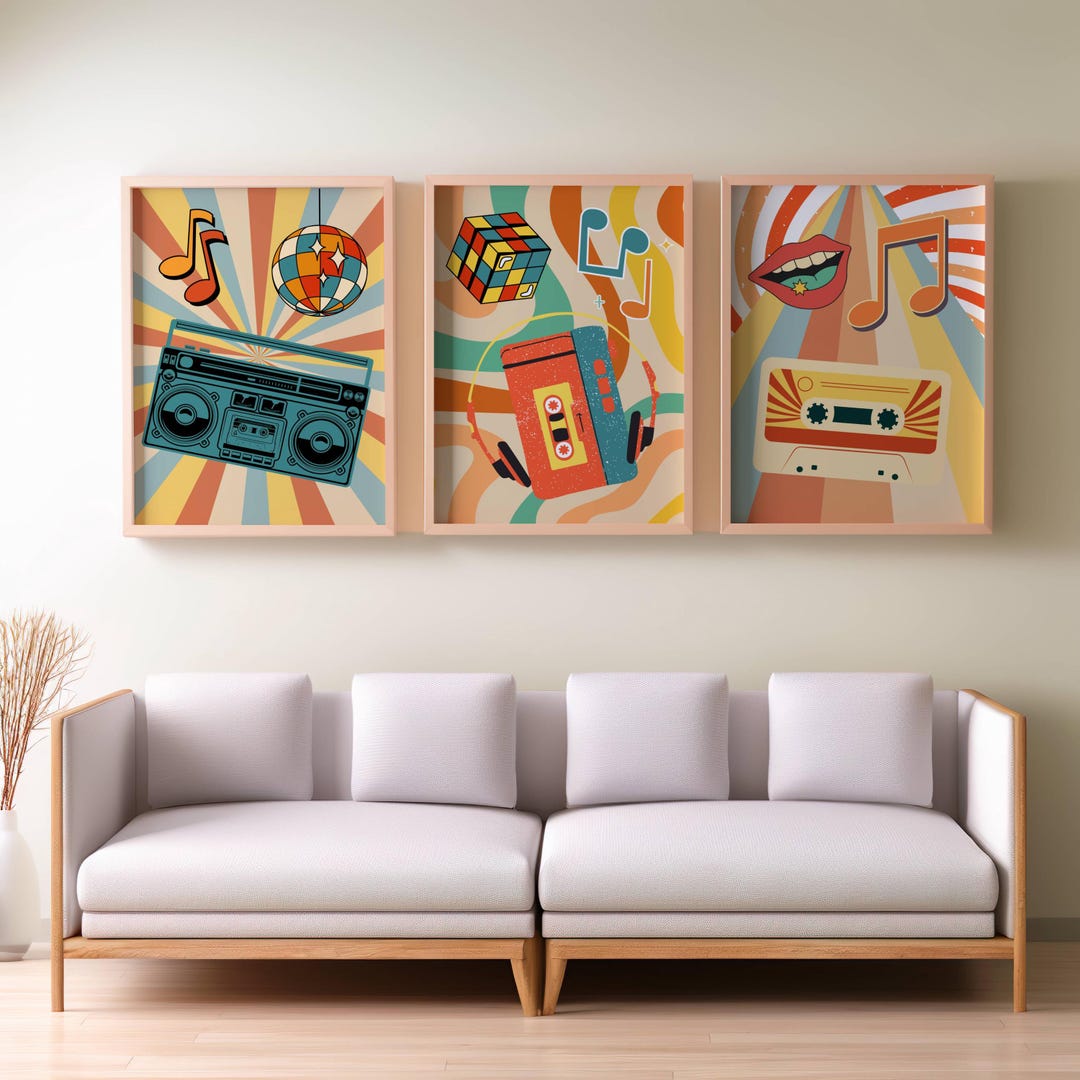 Retro Poster Vintage Music Wall Art Walkman Wall Print Boombox Art ...