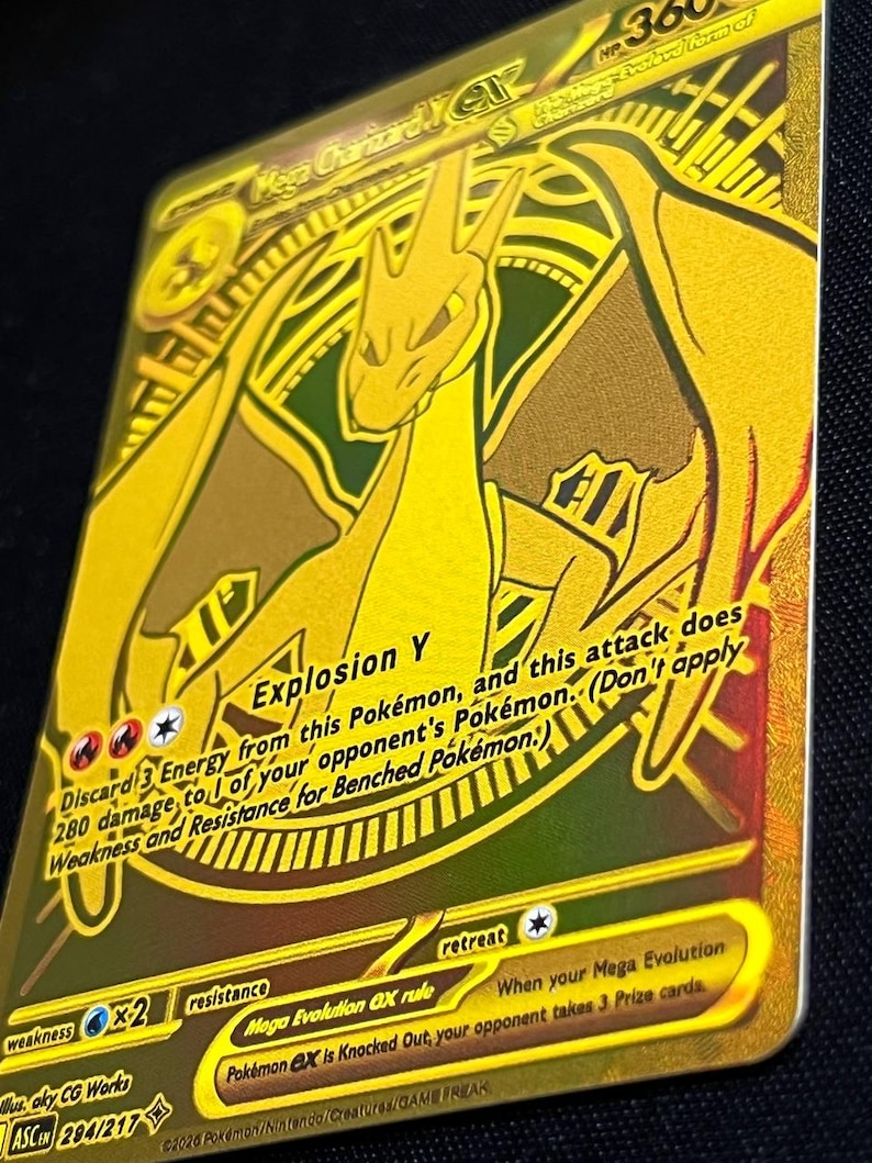 Mega Charizard Y Ex Gold • HOLO TEXTURED Custom Handmade Proxy/orica ...