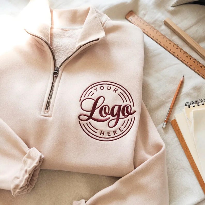 Custom Embroidered Company Logo Quarter Zip Sweatshirt, Team Uniform - Etsy