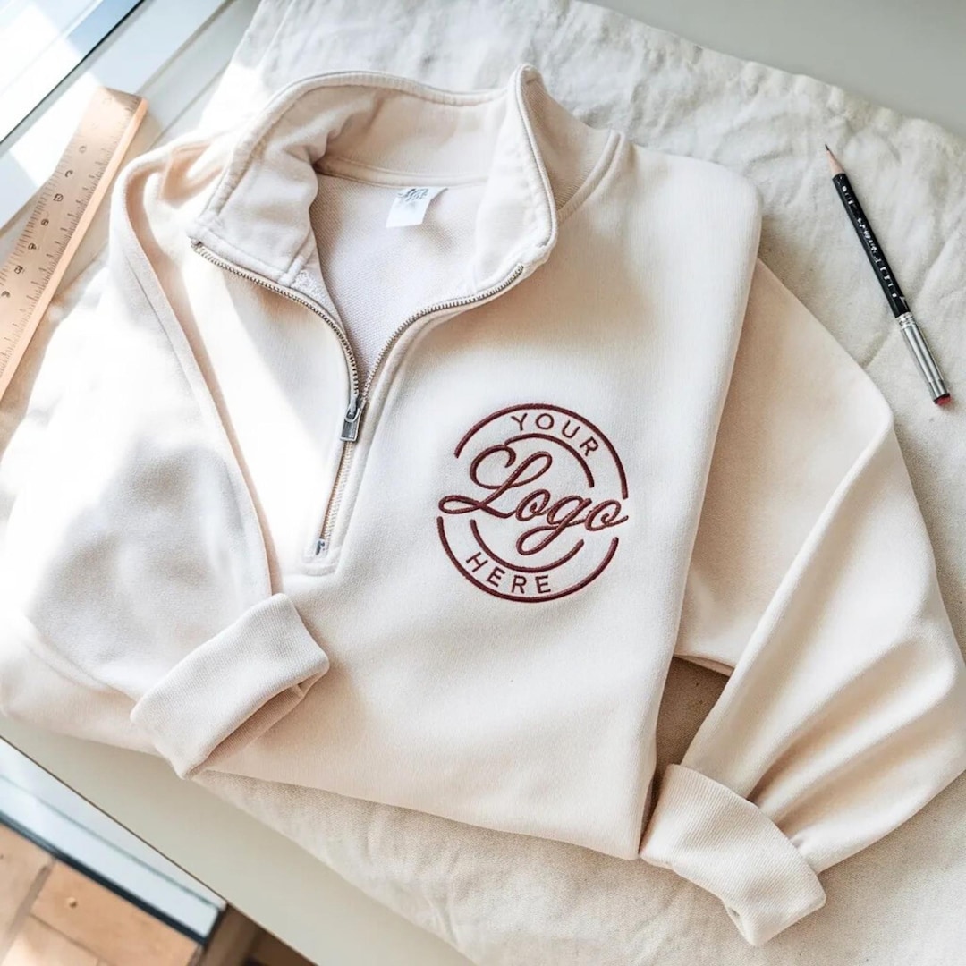 Custom Embroidered Company Logo Quarter Zip Sweatshirt, Team Uniform - Etsy