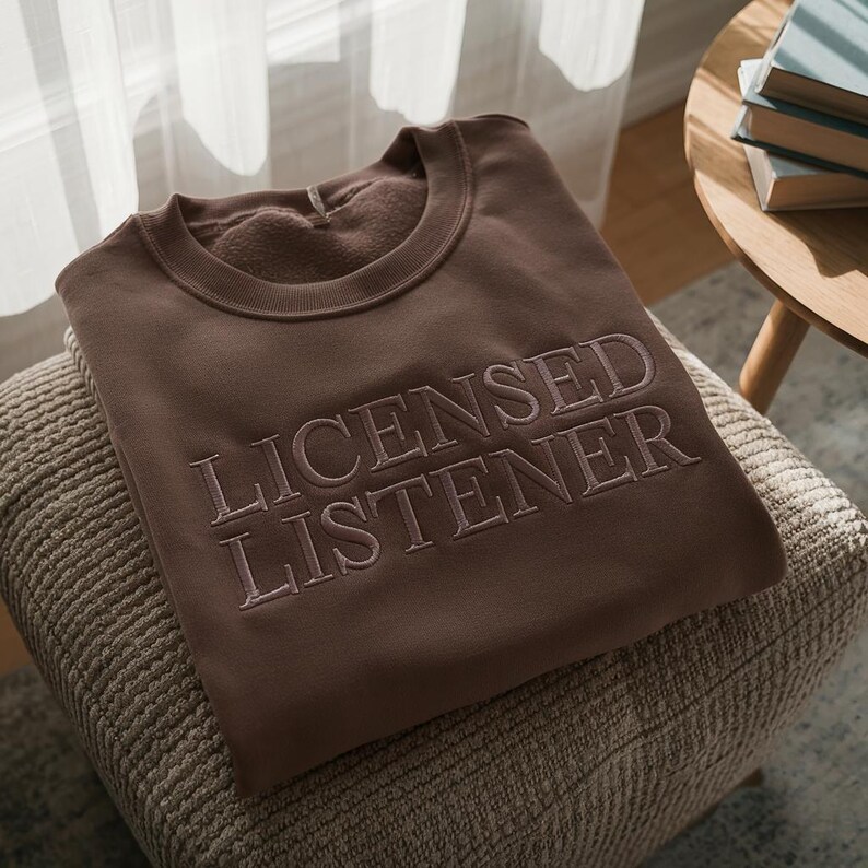Licensed Listener Embroidered Tone-on-tone Sweatshirt, Counselor Gift ...