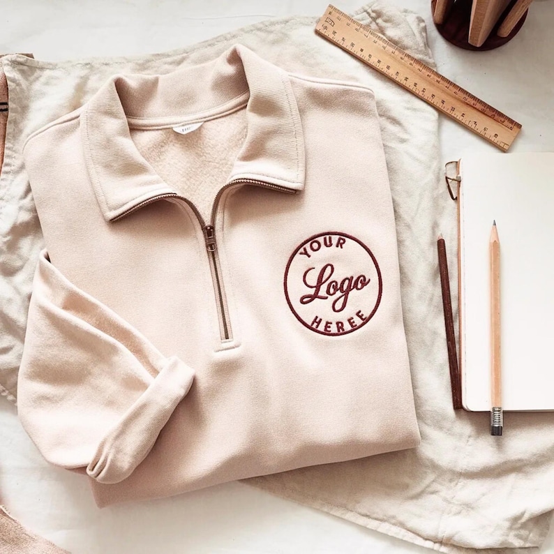 Custom Embroidered Company Logo Quarter Zip Sweatshirt, Team Uniform - Etsy