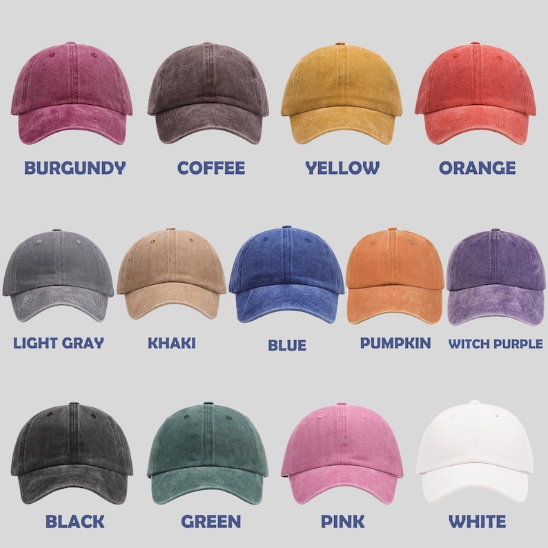 Custom Embroidered Washed Baseball Cap, Personalized Text Hat - Etsy