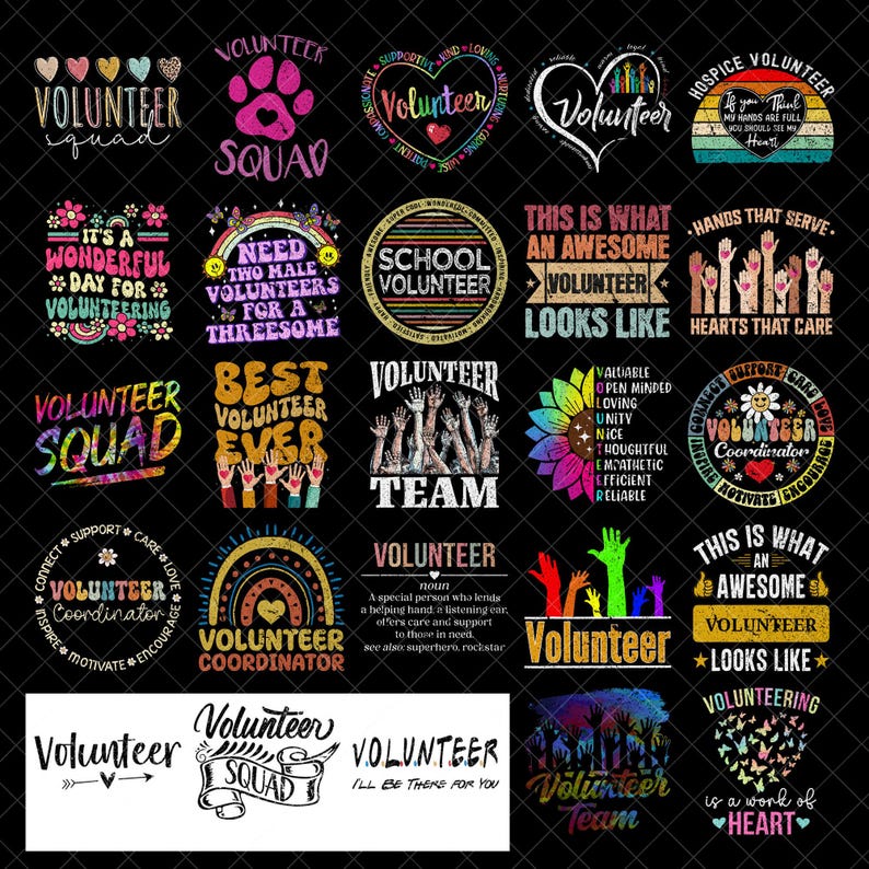 Volunteer Appreciation PNG Bundle, School Volunteer Team Sublimation ...
