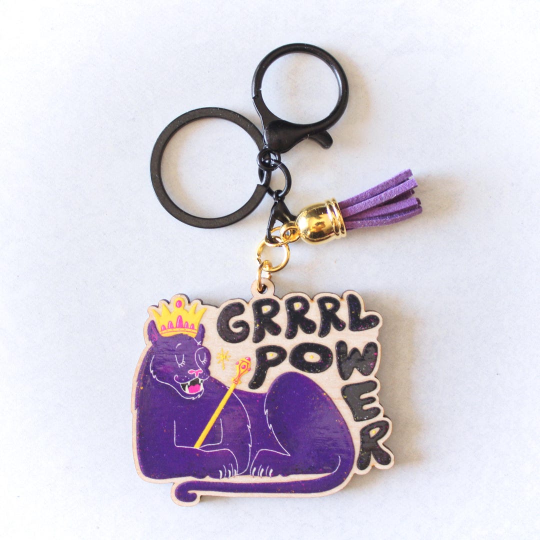 Purse Charm Grrrl Power Panther | Animal Art | Cute | Funny | Gift for ...