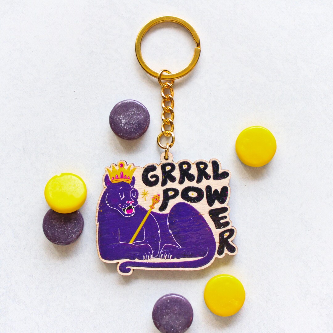 2.5" Keychain Grrrl Power Panther | Animal Art | Cute | Funny ...