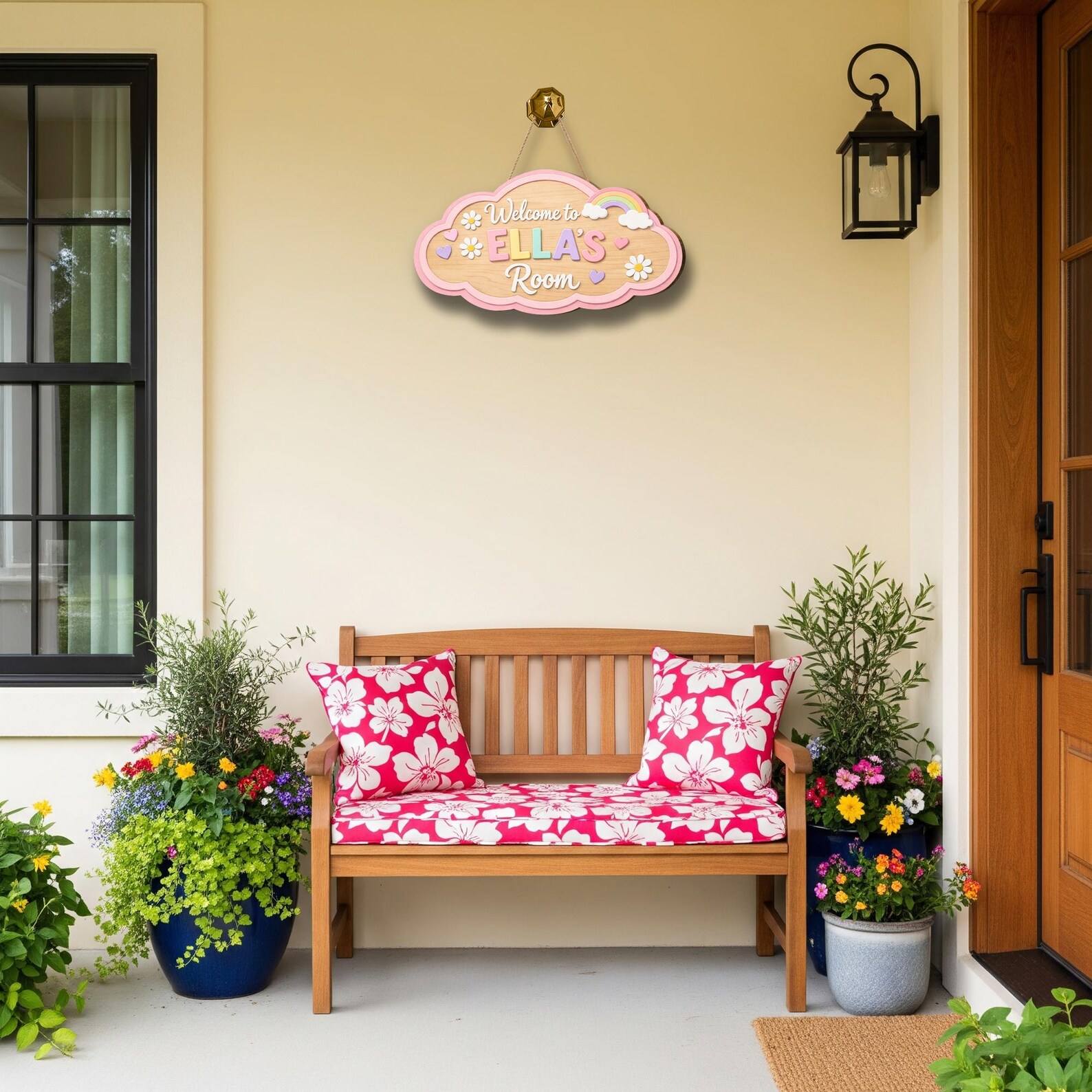 Personalized Wooden Door Sign: Kids Room Name Plaque, Cloud Shape ...