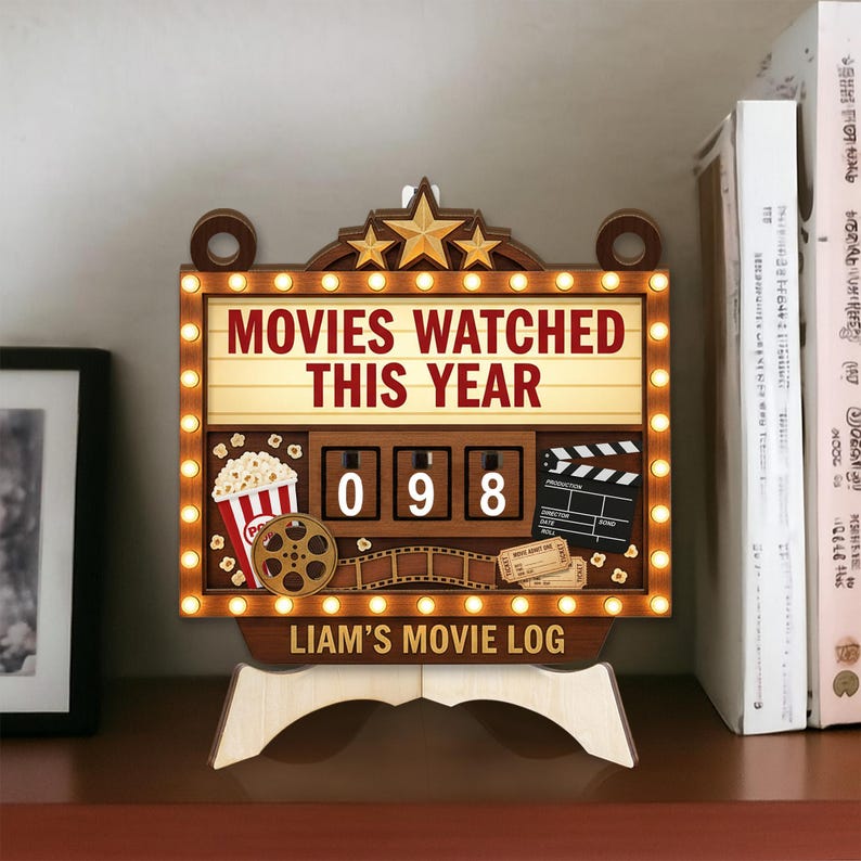 Wooden Movie Tracker Sign – “movies Watched This Year” Flip Counter ...