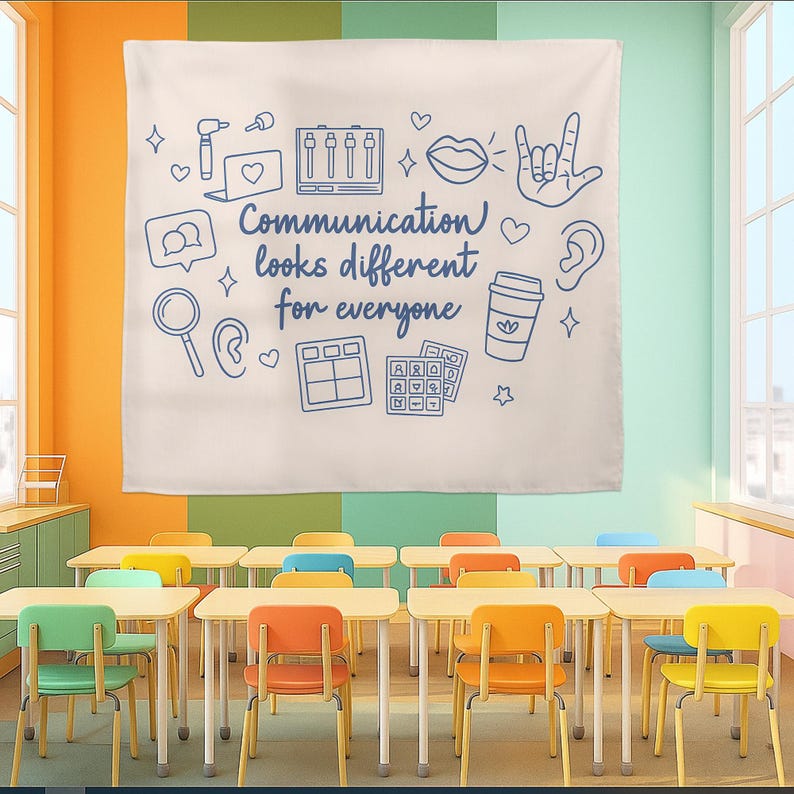 Speech Therapy Tapestry: Communication Looks Different Wall Art - Etsy