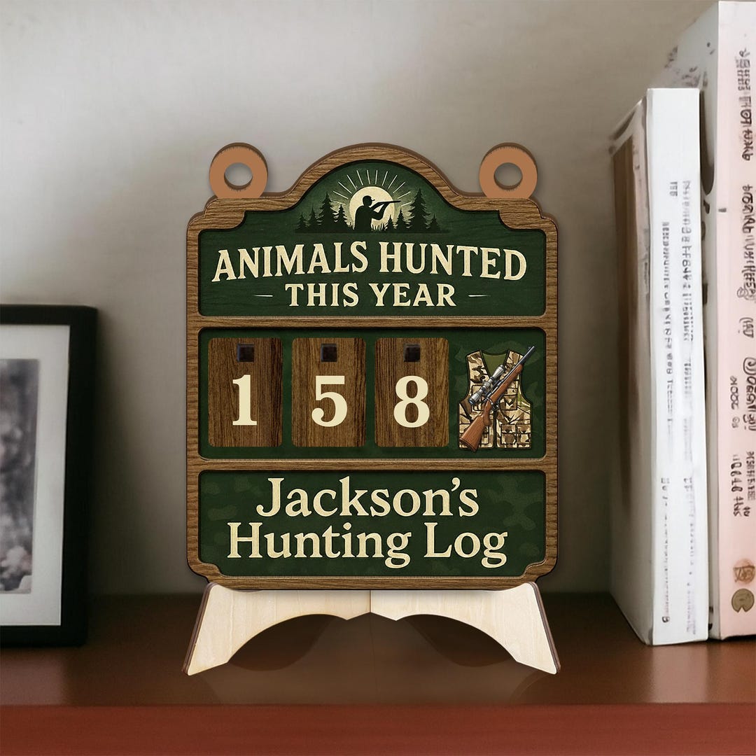 Personalized Hunting Counter - Custom Wood Hunting Log Sign, Gift for ...