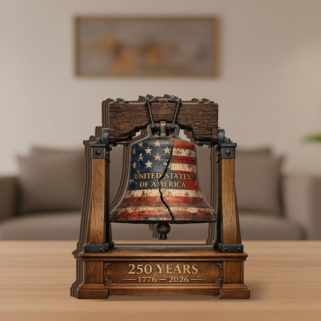 Wooden Block Liberty Bell Table Decor Patriotic Americana Historic ...