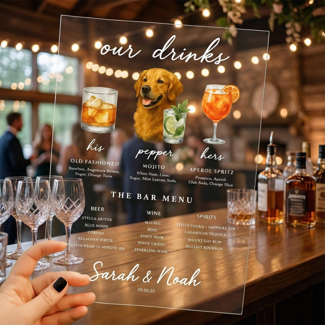 Personalized Acrylic Bar Menu Plaque With Base, Custom Drinks Sign ...