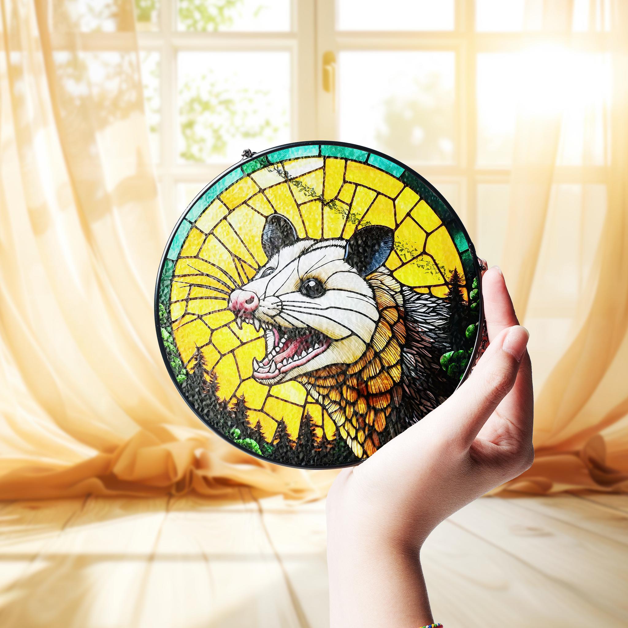 Funny Scream Opossum Glass Suncatcher: Humorous Window Hanging - Etsy