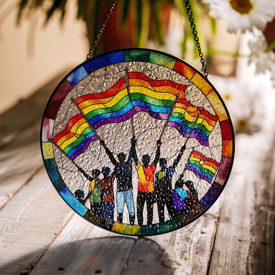 LGBT Pride Glass Suncatcher – Rainbow Flag Suncatcher, LGBTQ+ Equality ...