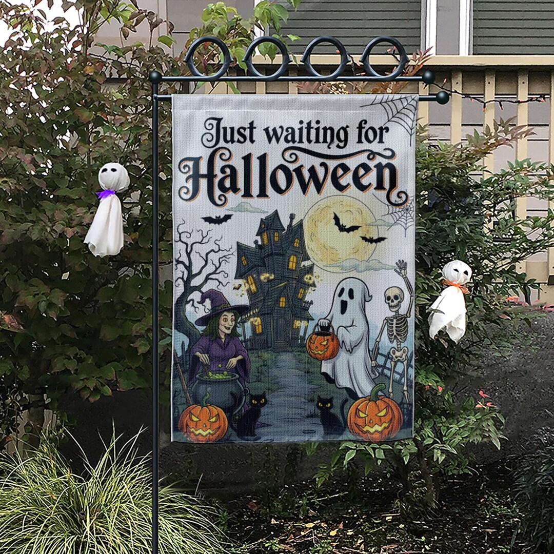 Halloween Garden Flag: Spooky Ghost, Witch, Skeleton Decor - Etsy