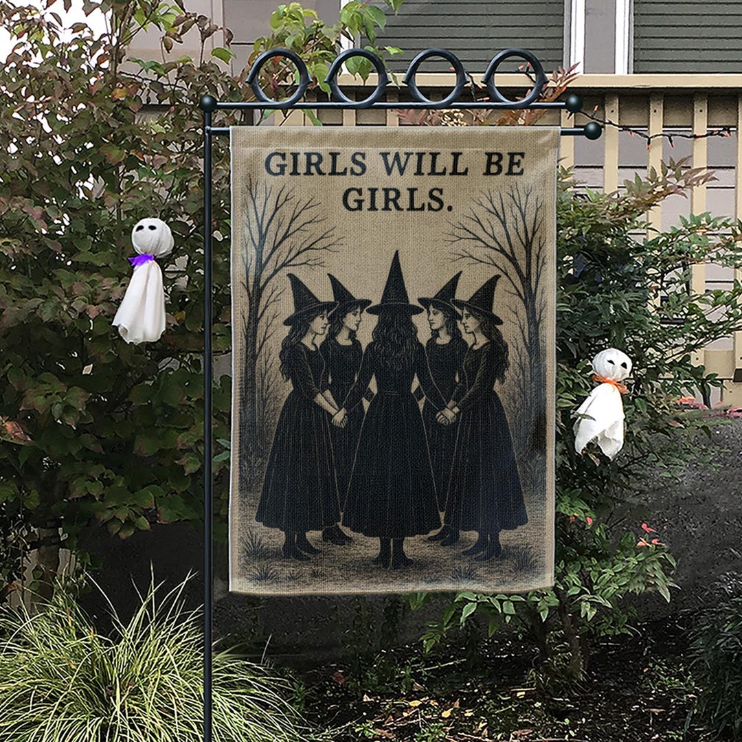 Gothic Halloween Garden Flag: Girls Will Be Girls Coven Banner - Etsy