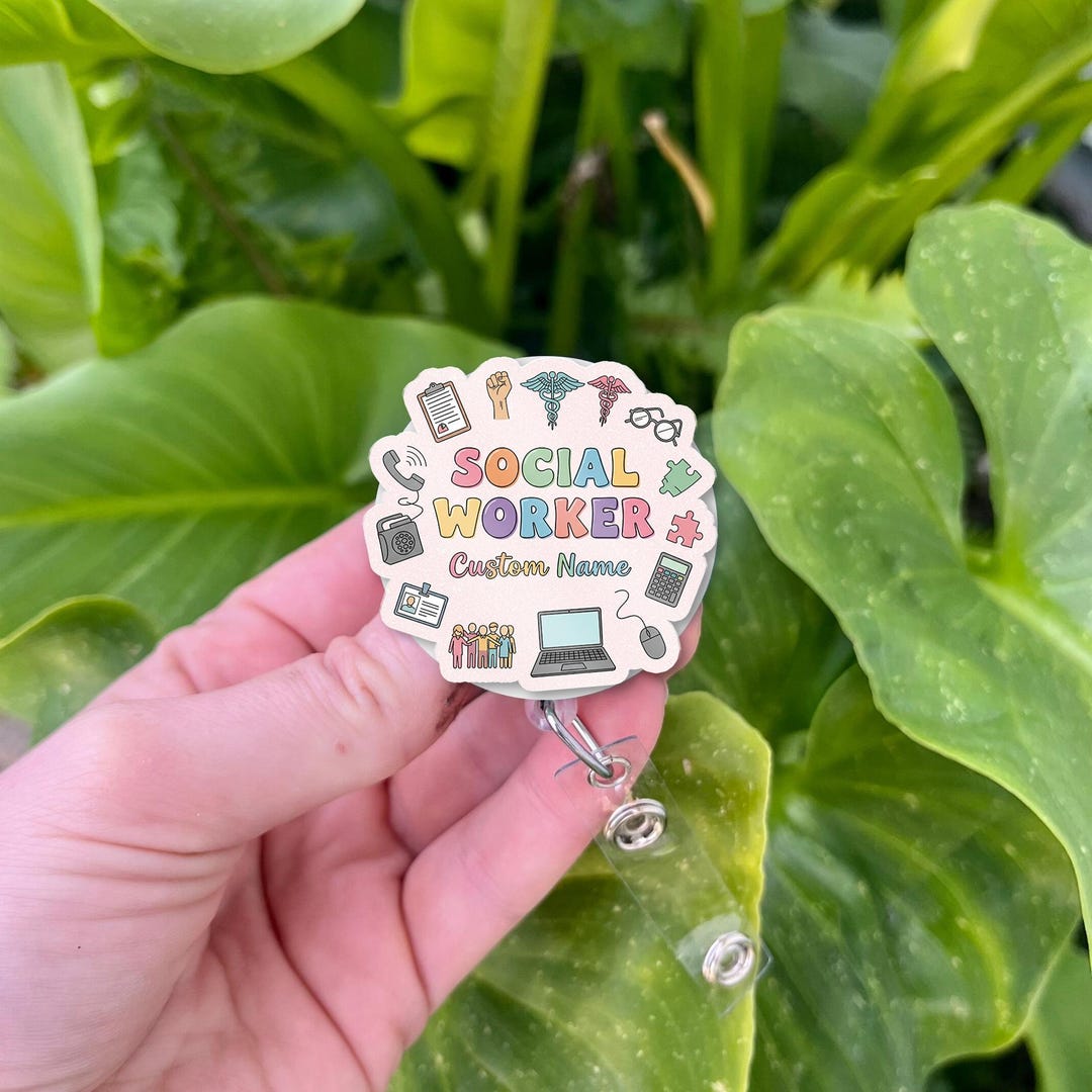 Custom Social Worker Badge Reel: Personalized Acrylic ID Holder - Etsy