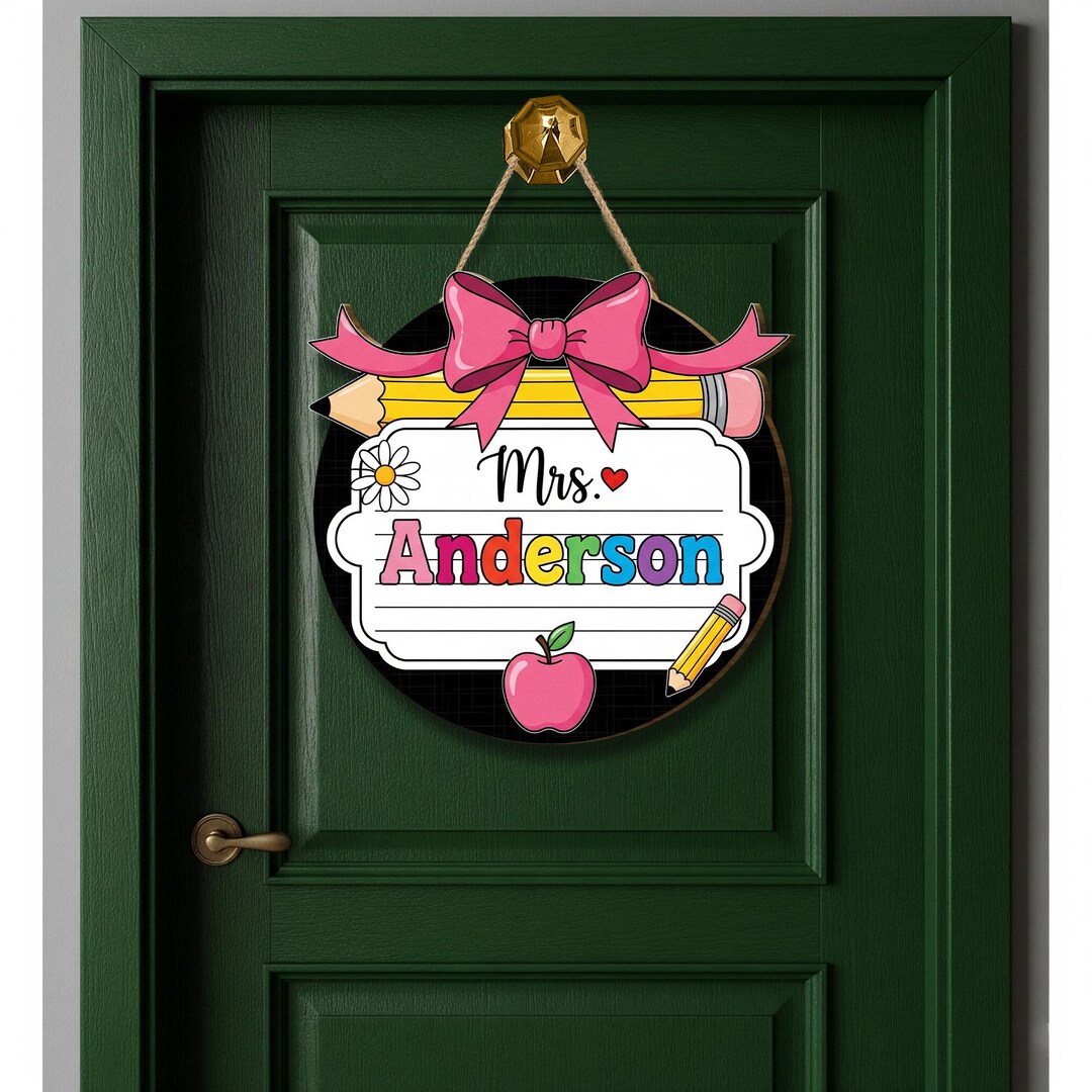 Personalized Teacher Door Sign | Round Classroom Name Sign | Custom ...
