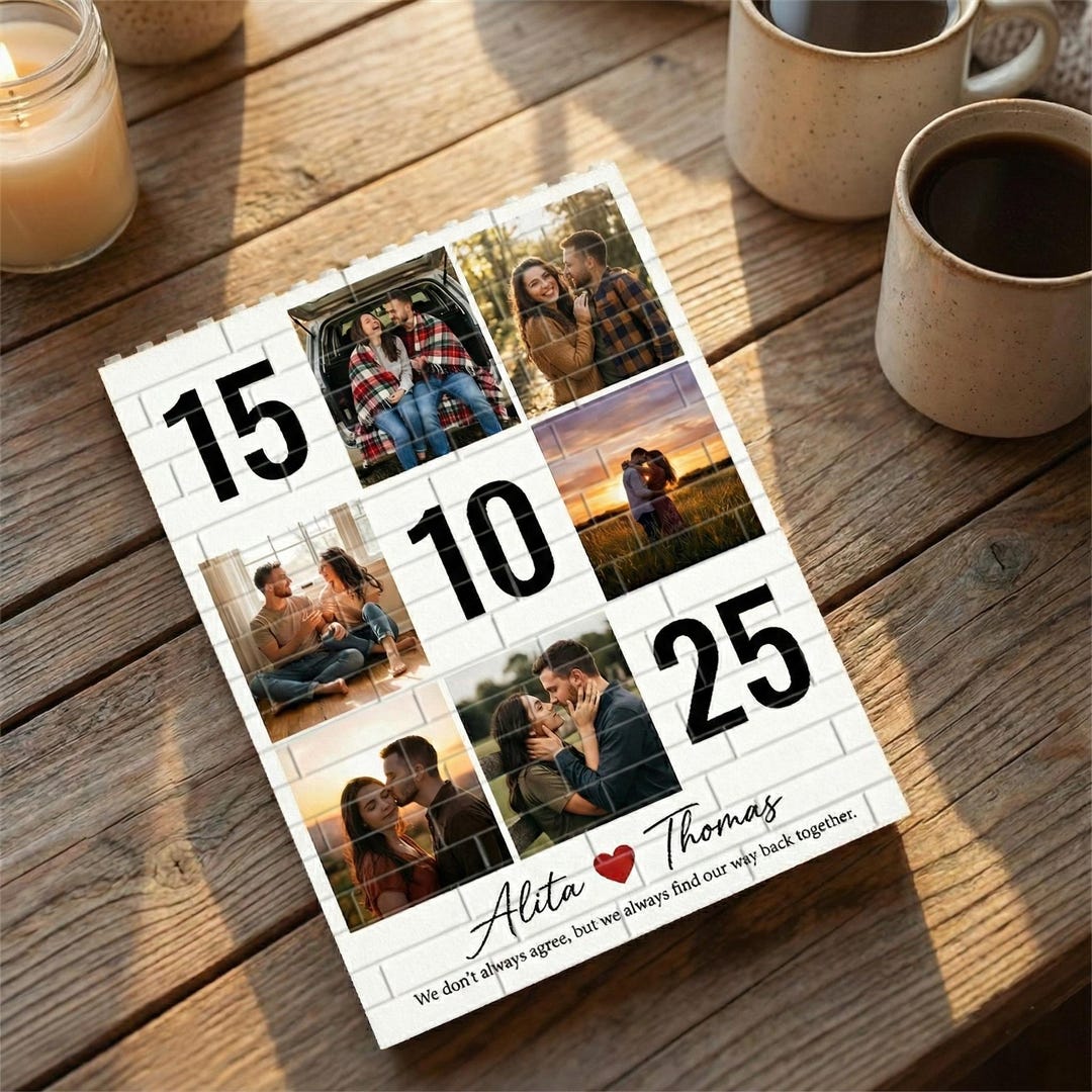 Personalized Photo Building Block: Custom Date Tiles, Desk Display ...