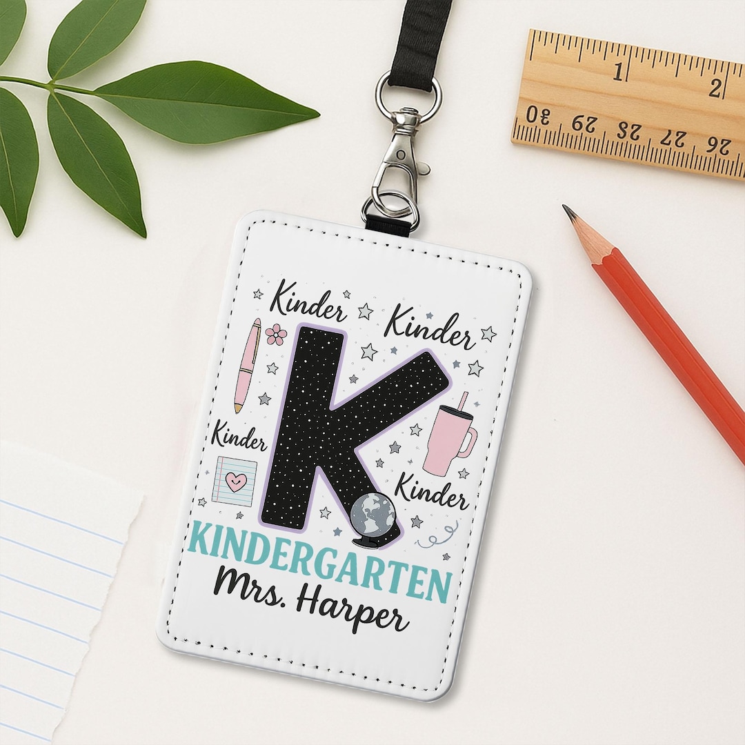 Personalized Kindergarten Teacher Badge Holder: Custom Engraved ...