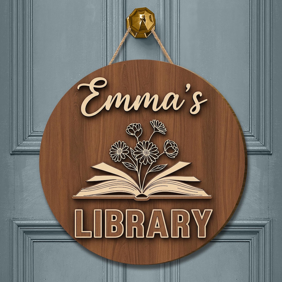 Personalized Library Sign: Custom Wooden Book Lover Decor - Etsy