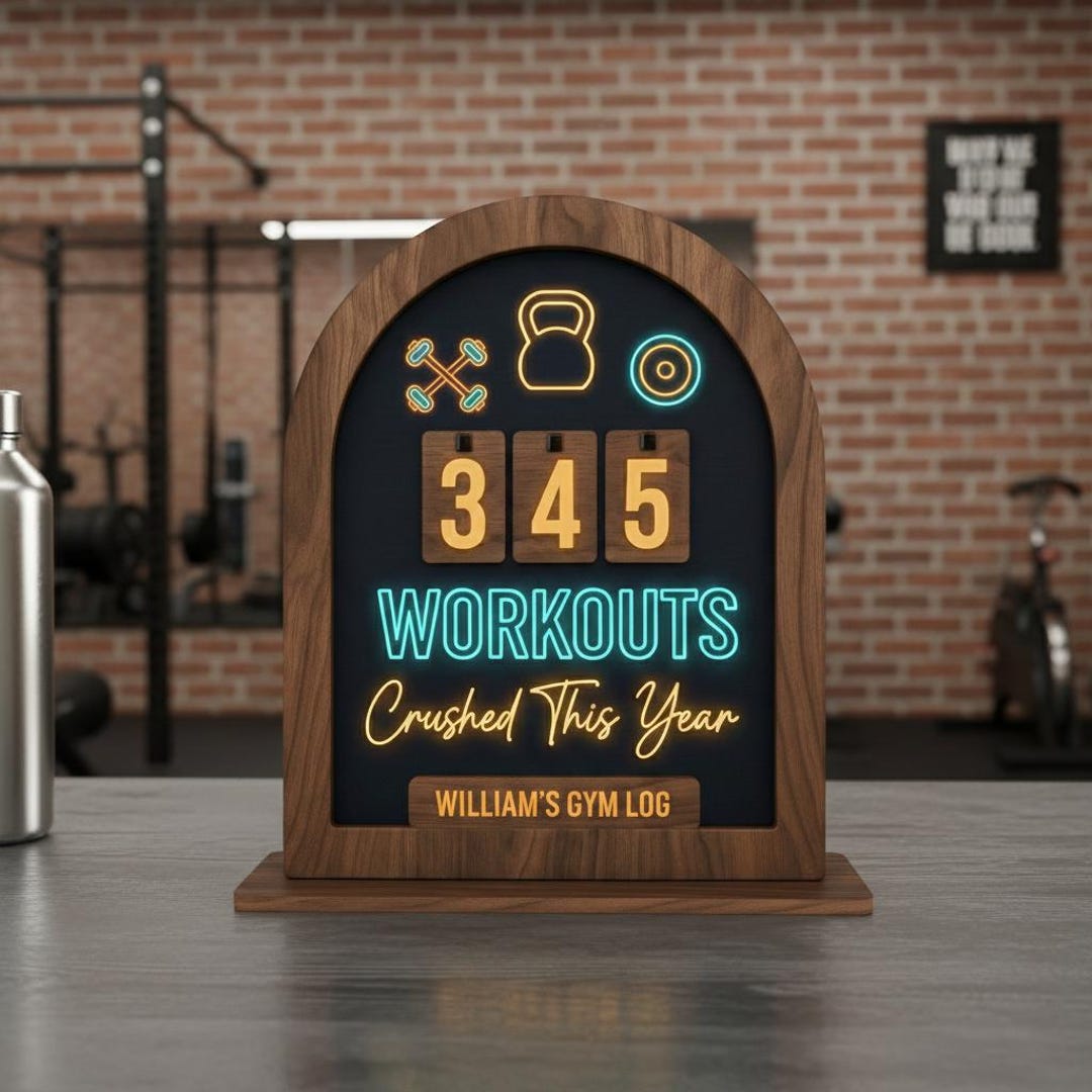 Personalized Gym Log Tracker Sign, Workout Crushed This Year Counter - Etsy