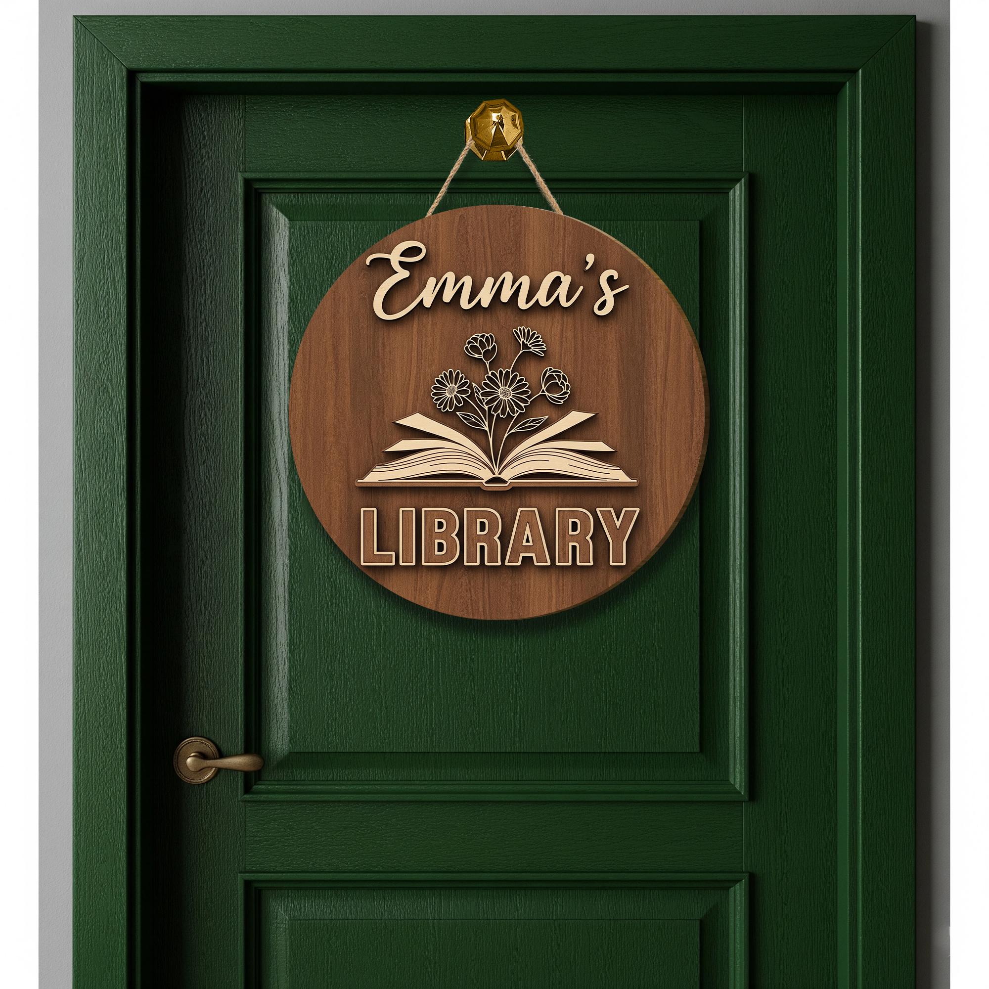Personalized Library Sign: Custom Wooden Book Lover Decor - Etsy