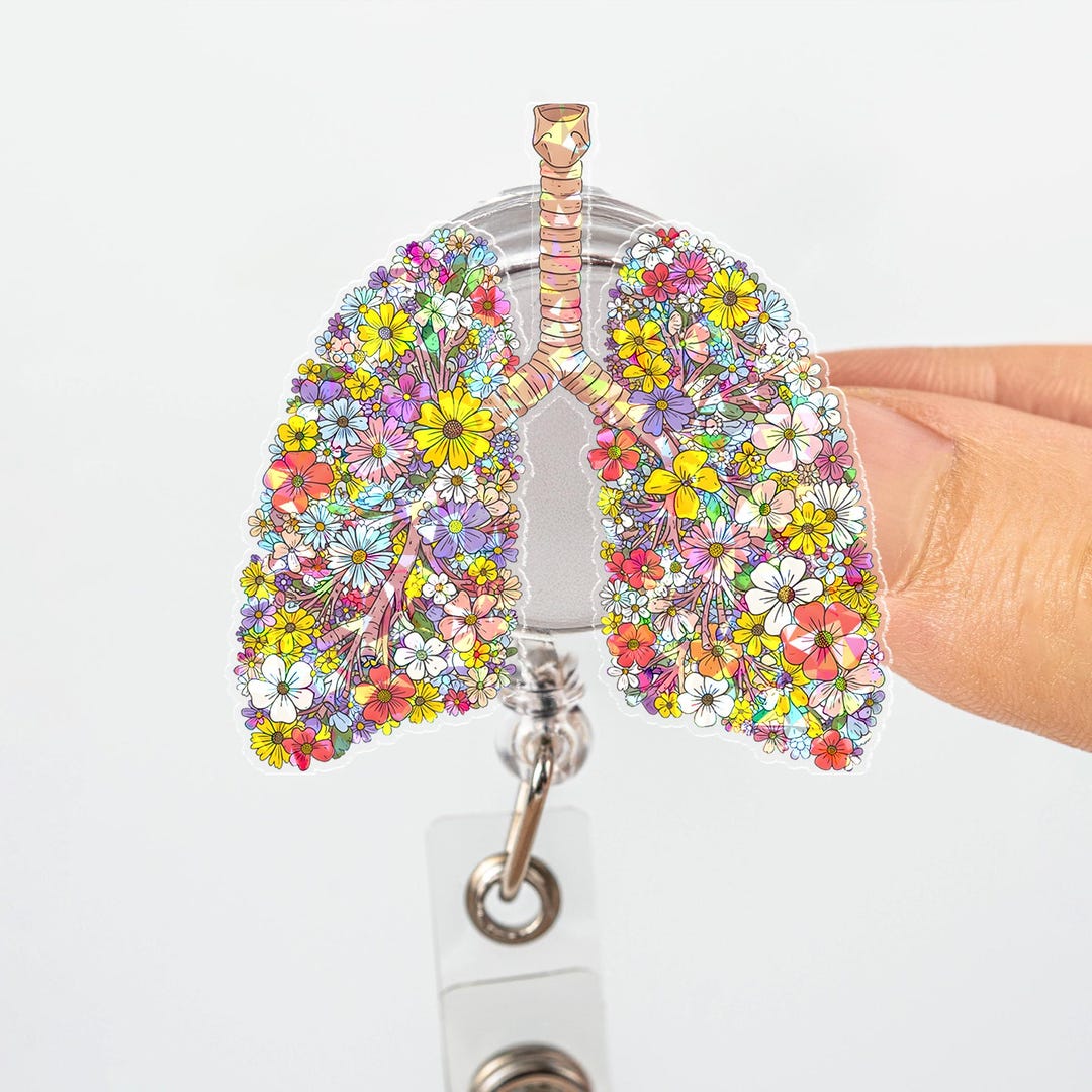 Floral Lung Badge Reel, Medical ID Holder - Etsy