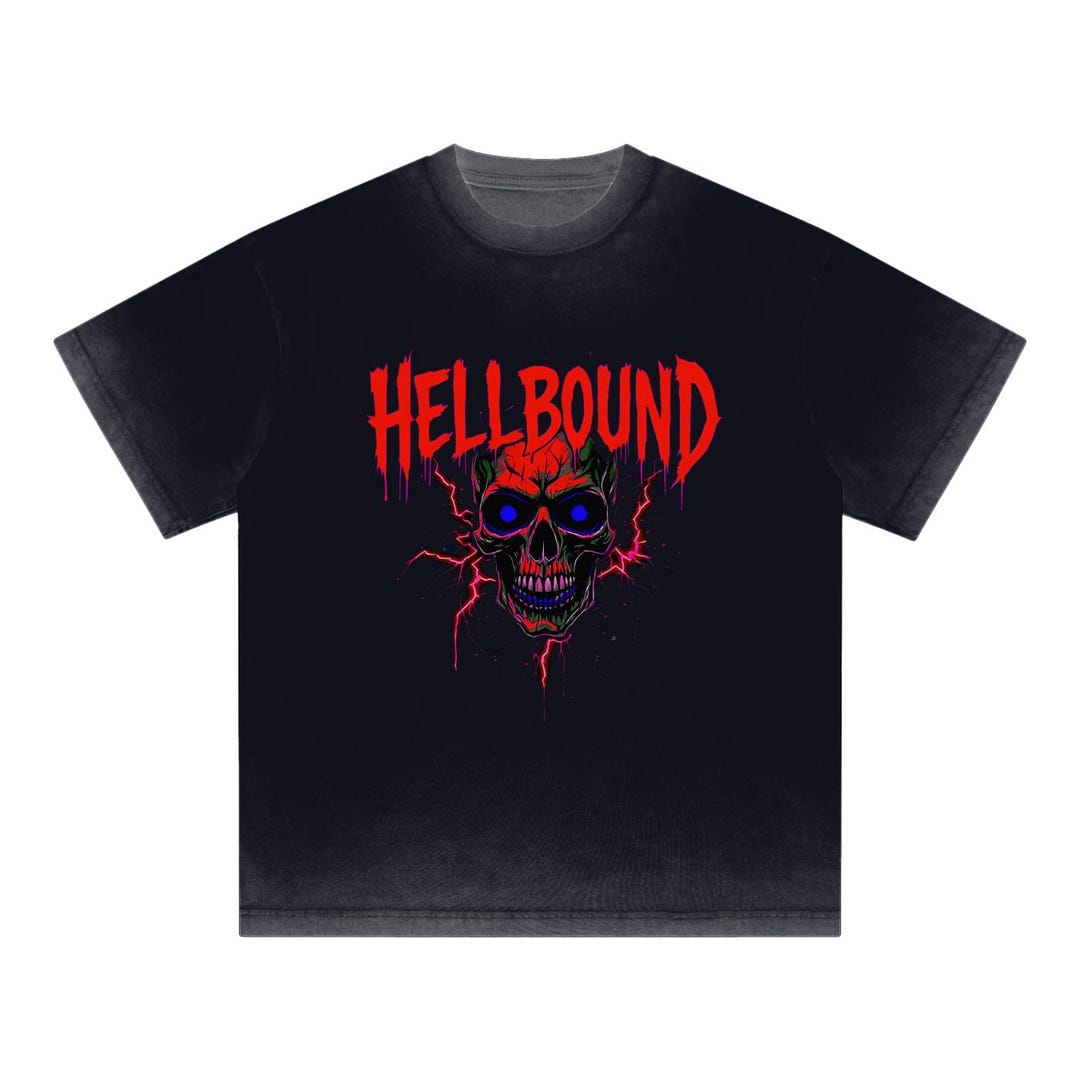 Hellbound Gothic T-shirt | Electric Skull Lightning Design | Dark Metal ...
