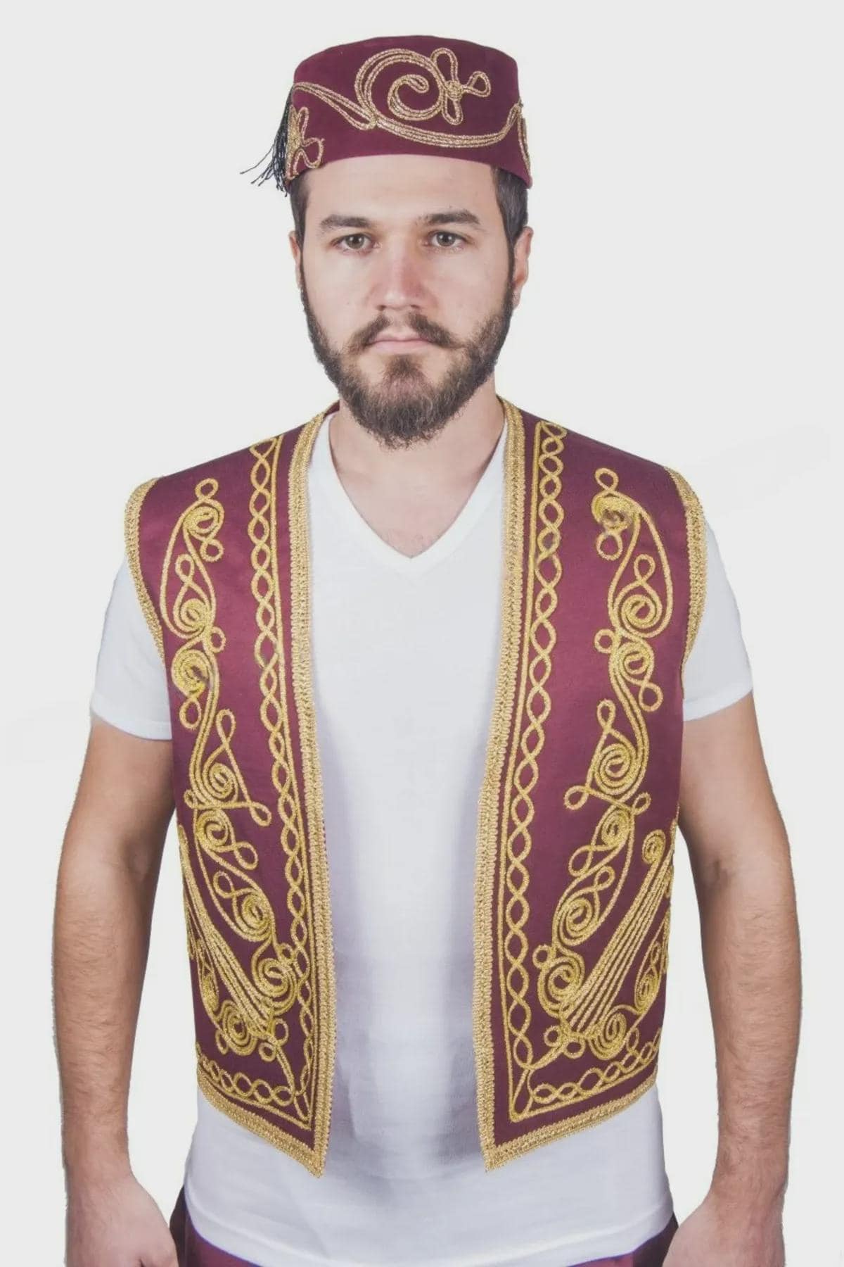 Ottoman Embroidered Vest and Fez Hat Set - Turkish Costume - Etsy