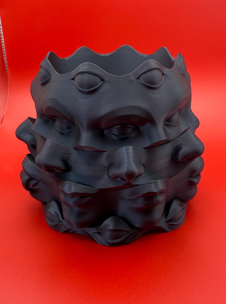 Spinning Faces Planter | Multi-faced Cultural Vase | Surreal 3D Printed ...