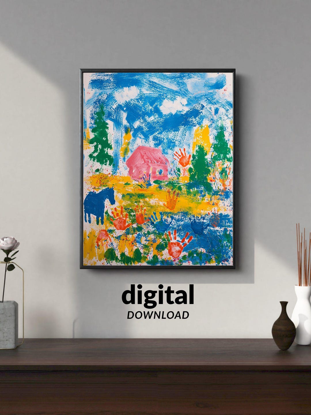 Kids Handprint Landscape Art: Whimsical Nursery Decor (digital Download ...