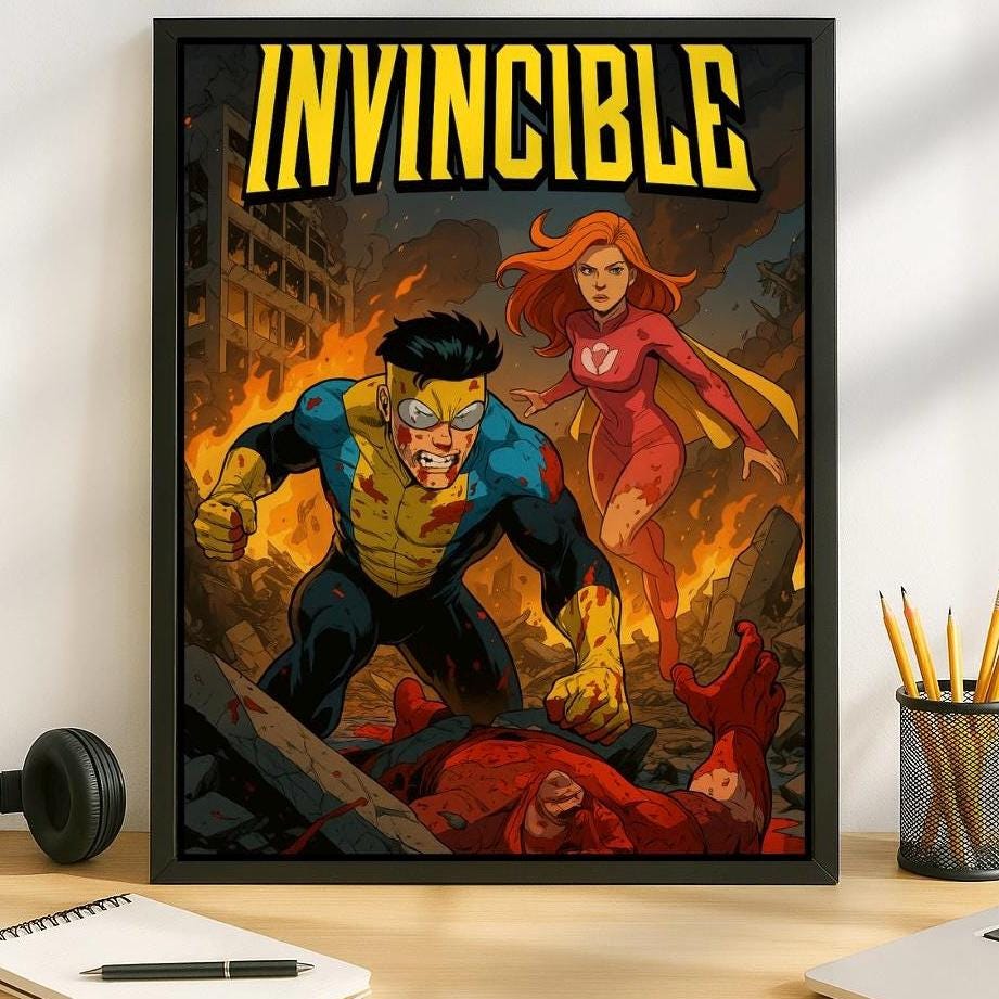 Invincible Mark Grayson & Atom Eve Poster – Superhero Comics Poster ...