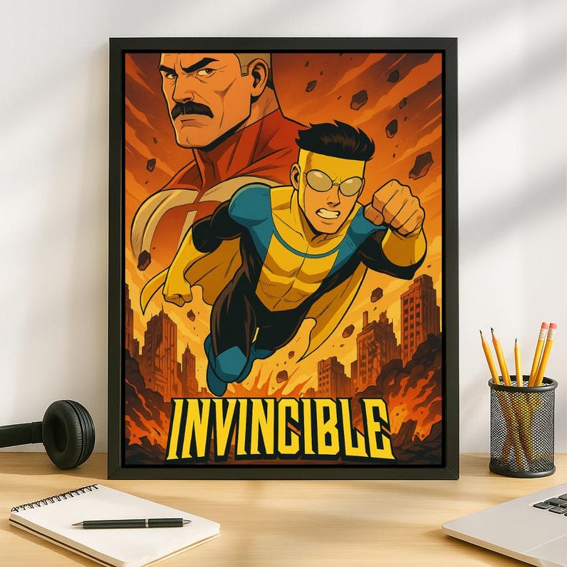 Invincible Mark Grayson & Omni-man Poster – Comics Superhero Poster – Fan Art Wall Decor ...