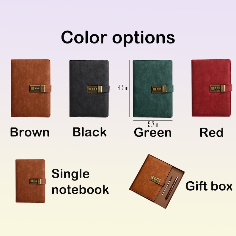 Personalized Leather Journal, Custom Password Lock Journal, Valentines ...