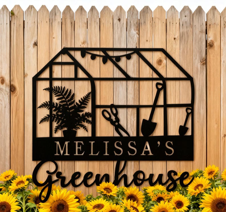 Custom Metal Greenhouse Sign,garden Name Sign,garden Wall Decor,metal ...