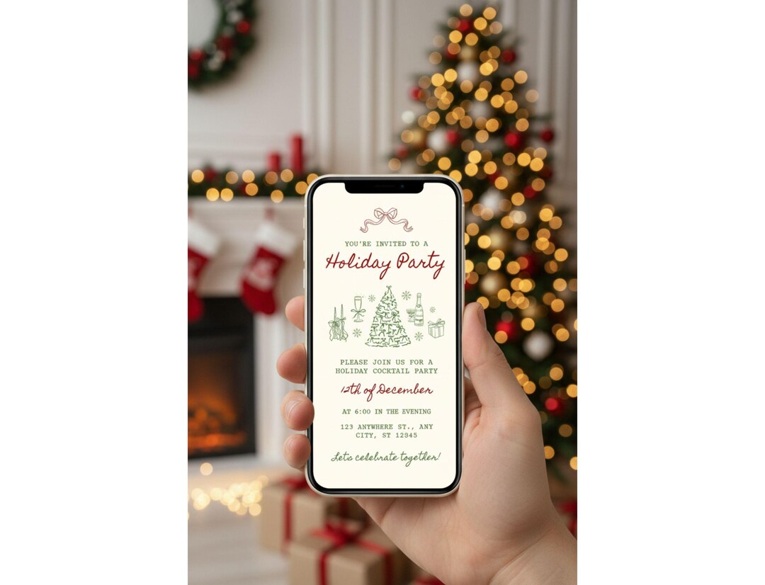 Christmas Holiday Party Invitation, Editable Digital Evite (phone Size ...