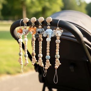 Custom Crochet Animals Wooden Pacifier Clip – Personalized Baby Shower ...