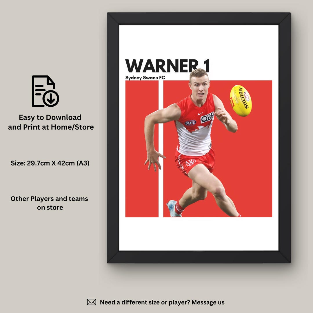 Chad Warner Sydney FC Art Print: AFL Wall Decor (digital Download) - Etsy