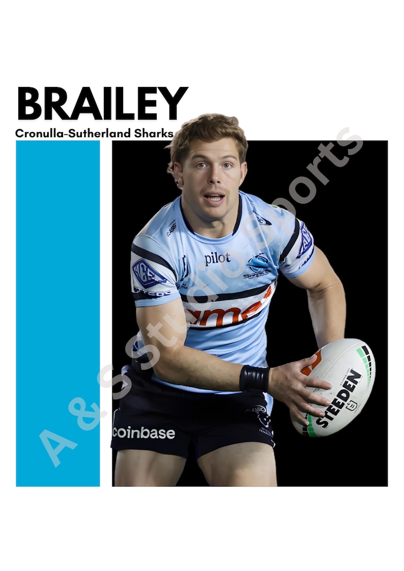 Blayke Brailey NRL Art Print: Cronulla Sharks Fan Gift (digital ...
