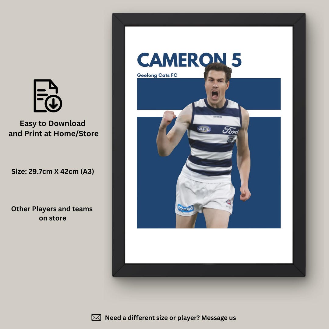 Jeremy Cameron Instant Download Wall Art, Geelong FC Fan Art, AFL Wall ...