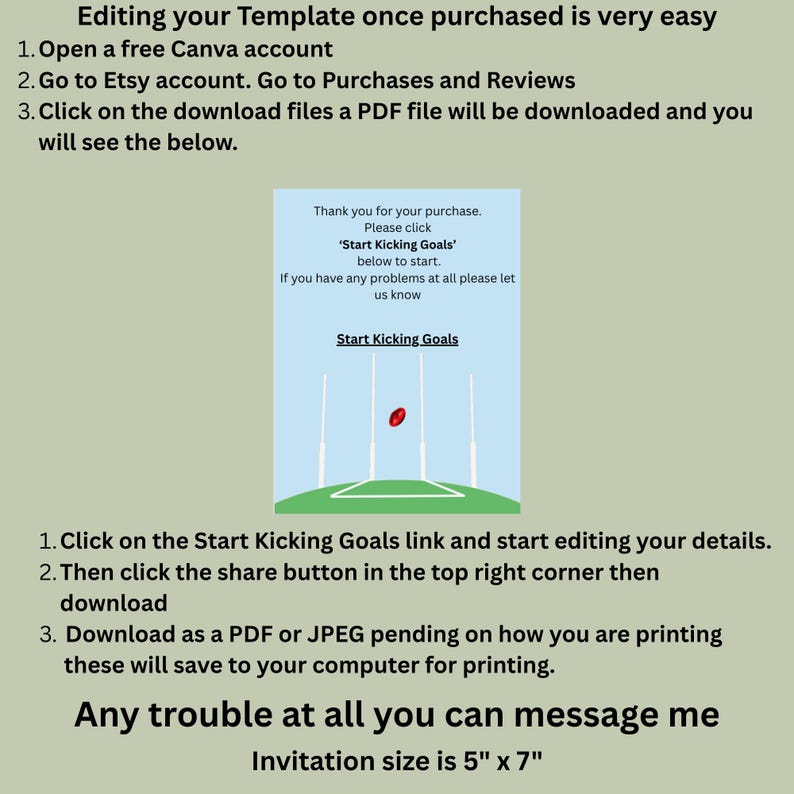 AFL Birthday Invitation, Australian Rules Football Invitation, Football ...