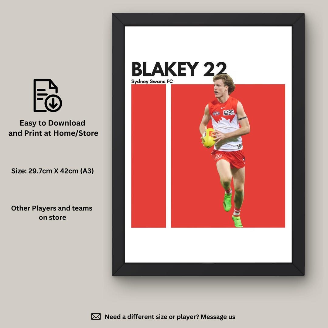 Nick Blakey Instant Download Wall Art, Sydney FC Fan Art, AFL Wall ...