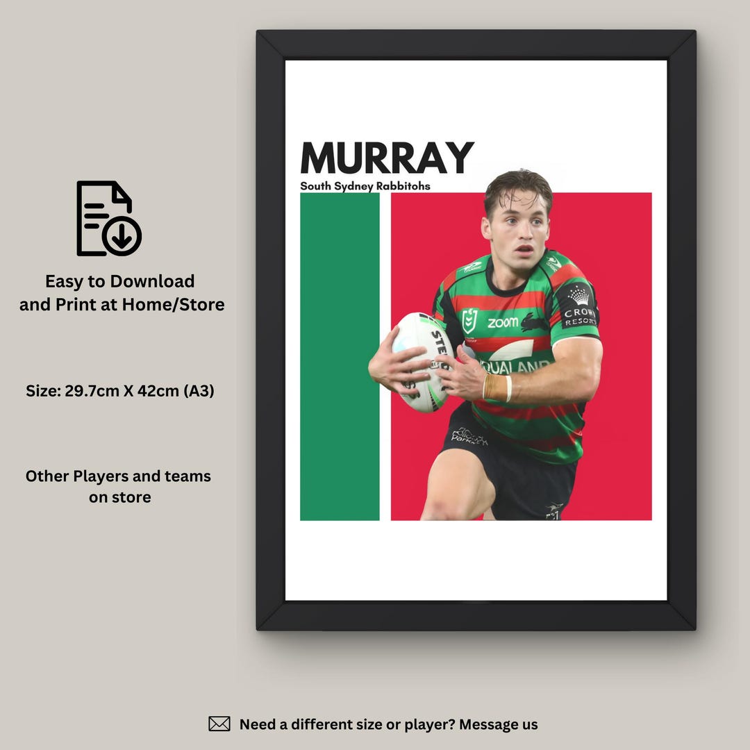 Cameron Murray Instant Download Wall Art, South Sydney Rabbitohs NRL ...