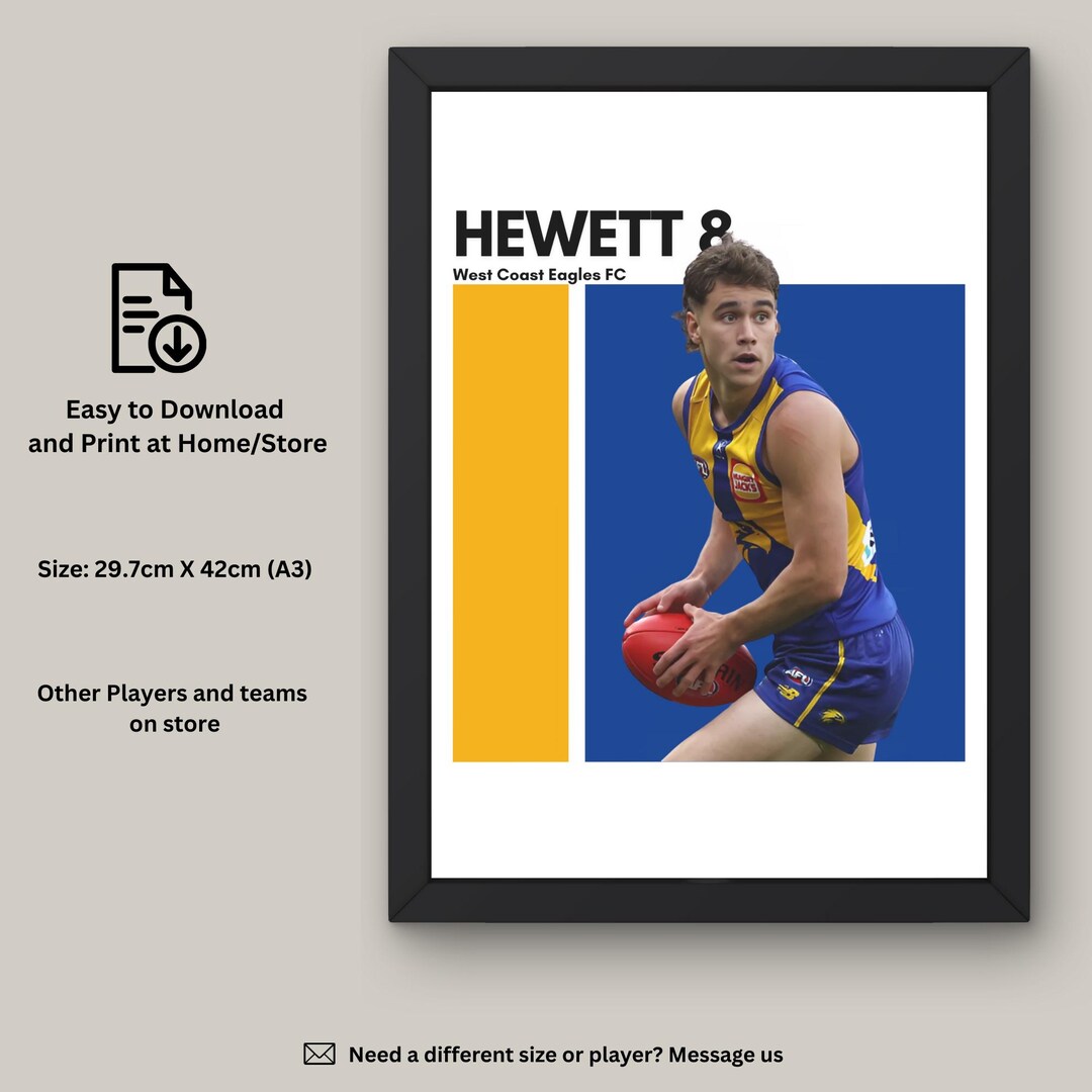 Elijah Hewett Instant Download Wall Art, West Coast FC Fan Art, AFL ...