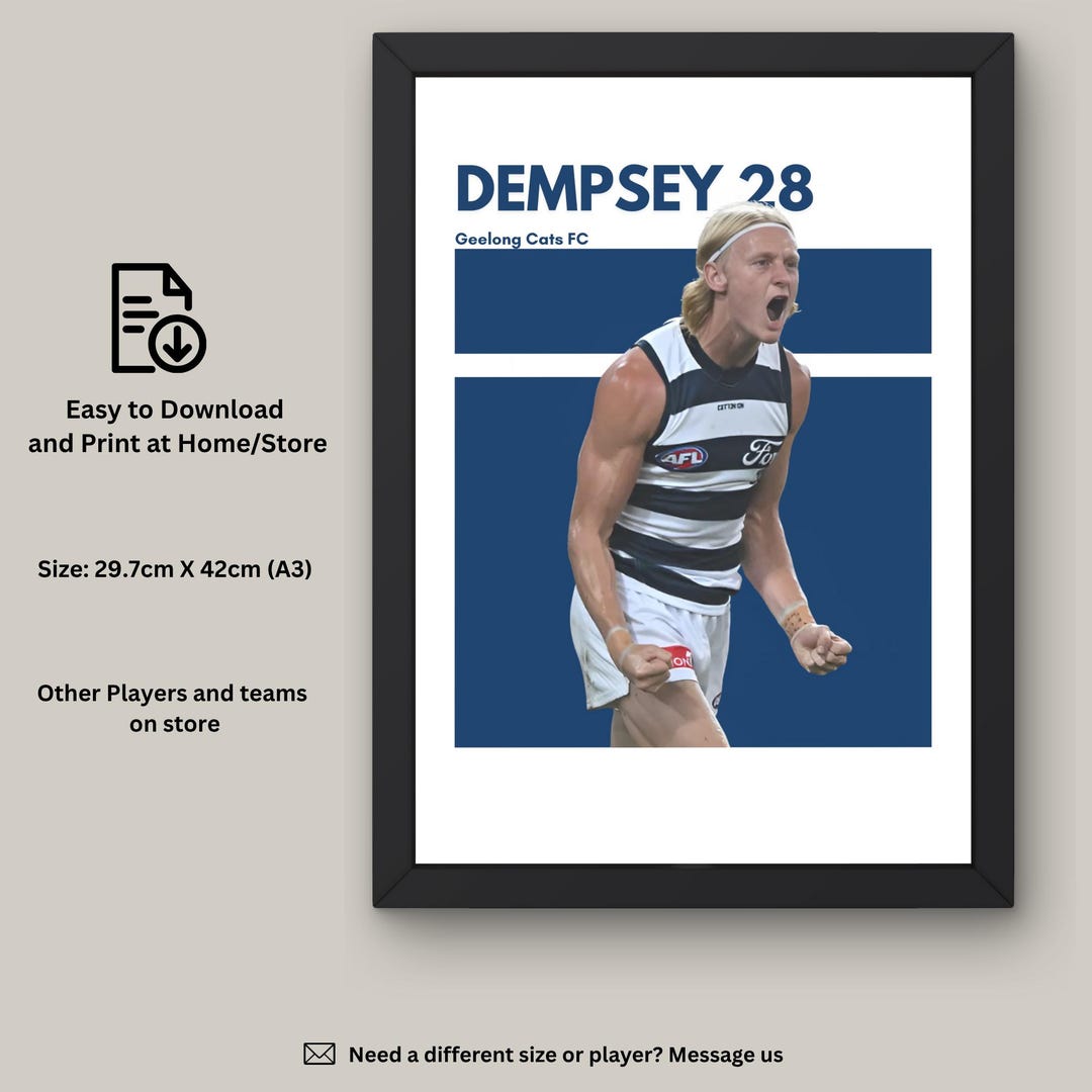 Oliver Dempsey Geelong FC Art Print: AFL Wall Decor (digital Download ...