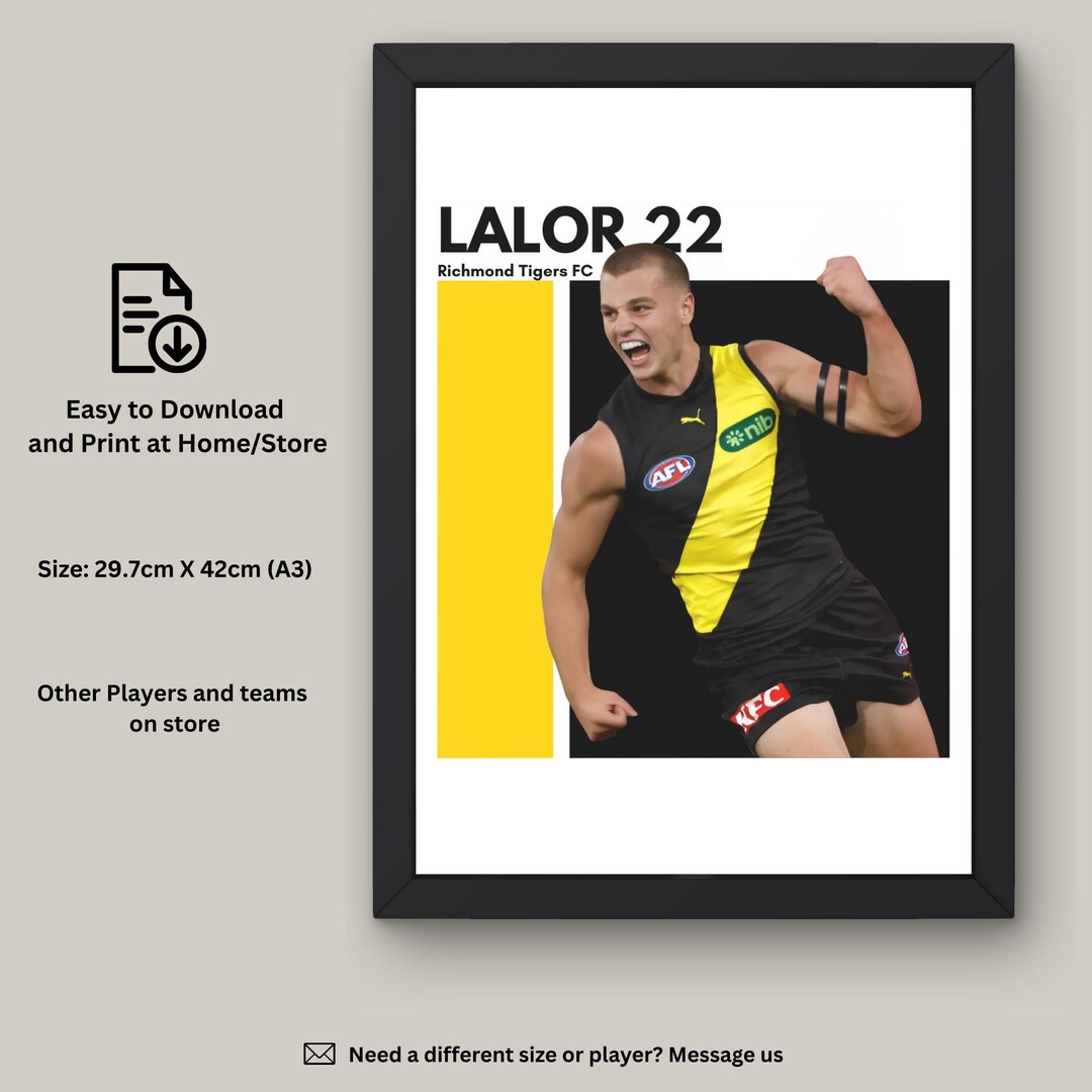 Sam Lalor Instant Download Wall Art, Richmond FC Fan Art, AFL Wall ...
