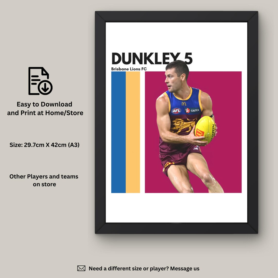 Josh Dunkley Brisbane Lions AFL Art Print (digital Download) - Etsy