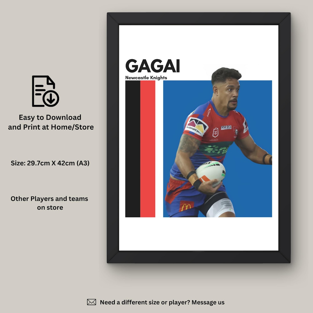 Dane Gagai Newcastle Knights NRL Fan Art Print (digital Download) - Etsy