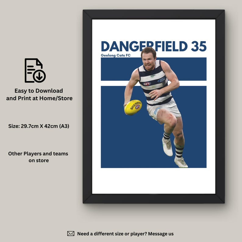 Patrick Dangerfield Instant Download Wall Art, Geelong FC Fan Art, AFL ...
